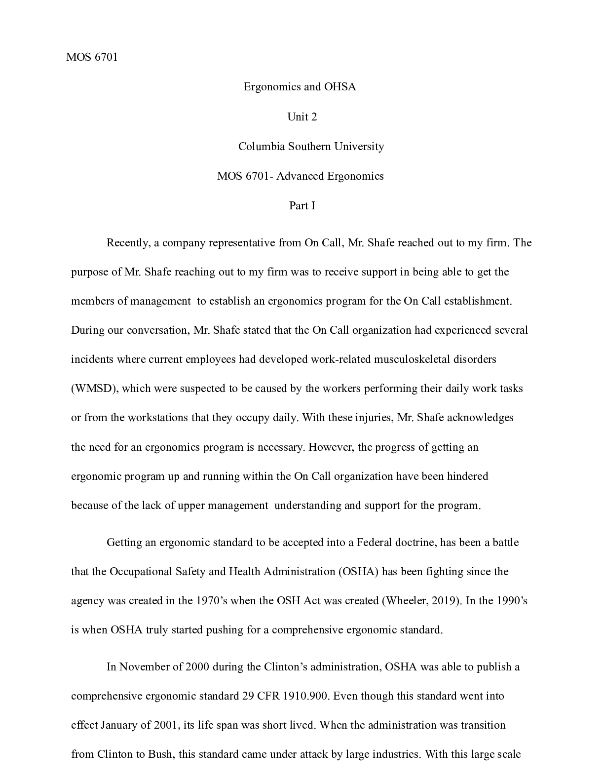 MOS 6701 Unit 2.docx MOS 6701 Ergonomics and OHSA - Scholarfriends